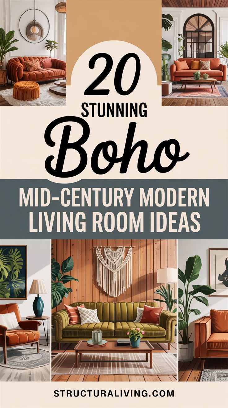 20 Stunning Boho Mid-Century Modern Living Room Ideas - StructuraLiving