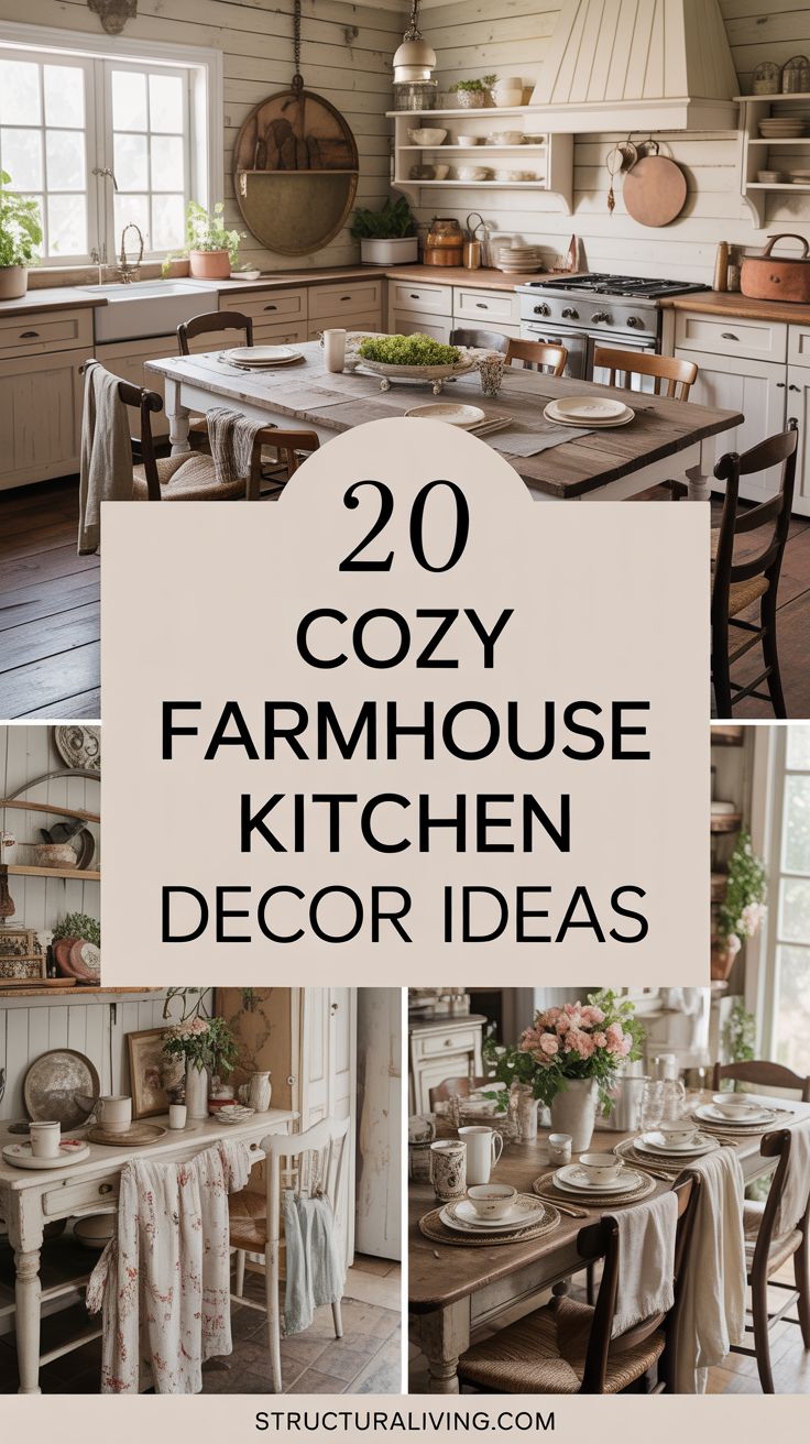 20 Cozy Farmhouse Kitchen Decor Ideas for a Functional Space ...