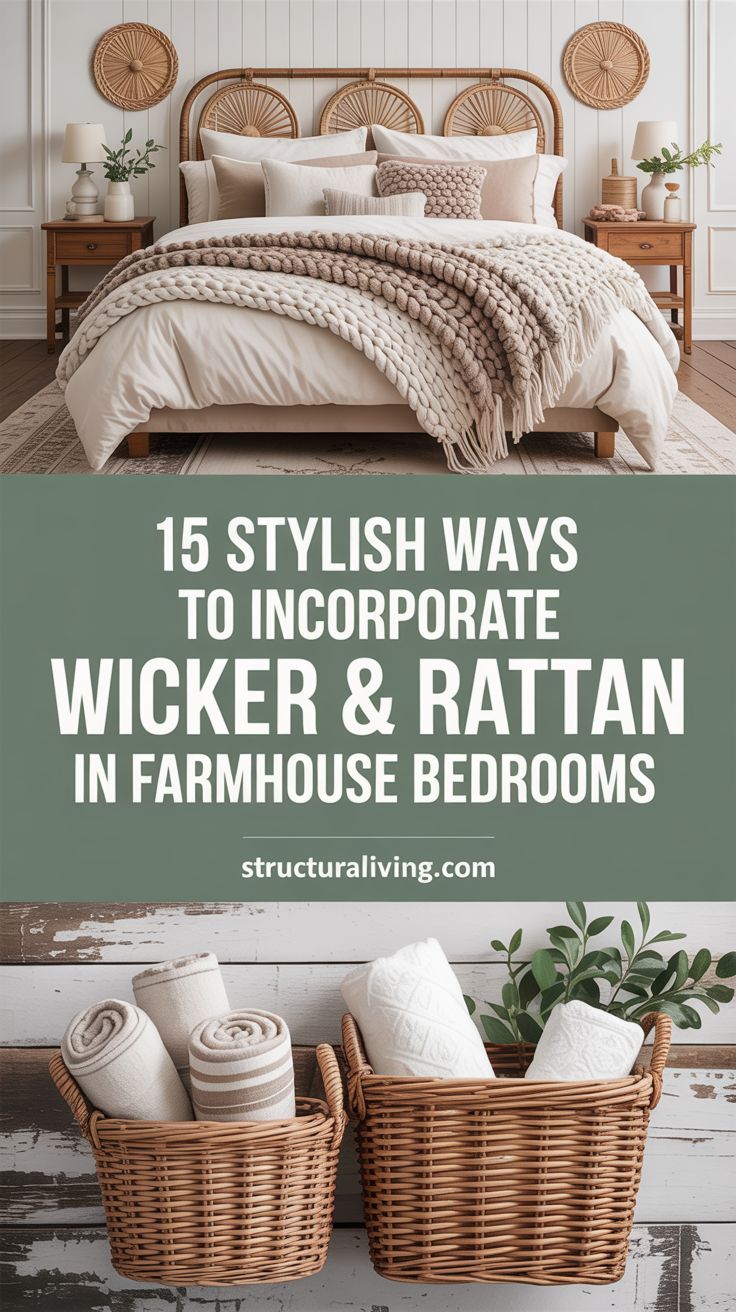 15 Stylish Ways to Incorporate Wicker & Rattan in Farmhouse Bedrooms ...
